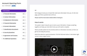 Account opening form template (36 questions) - Content Snare