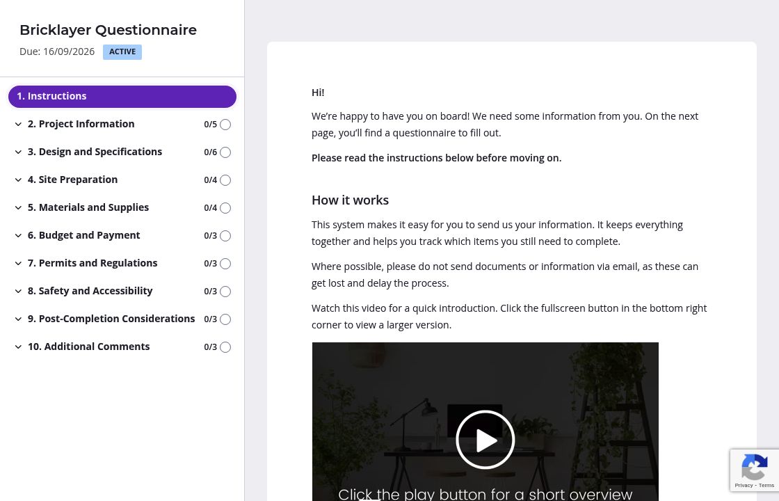Bricklayer questionnaire template (34 questions) - Content Snare