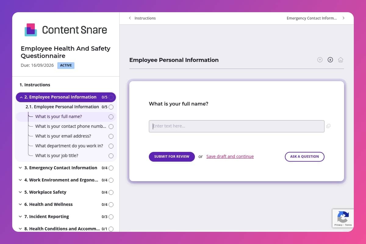 Employee health and safety questionnaire template (37 questions ...