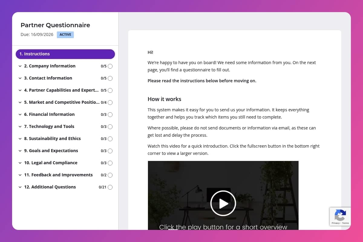 Partner questionnaire template (36 questions) - Content Snare