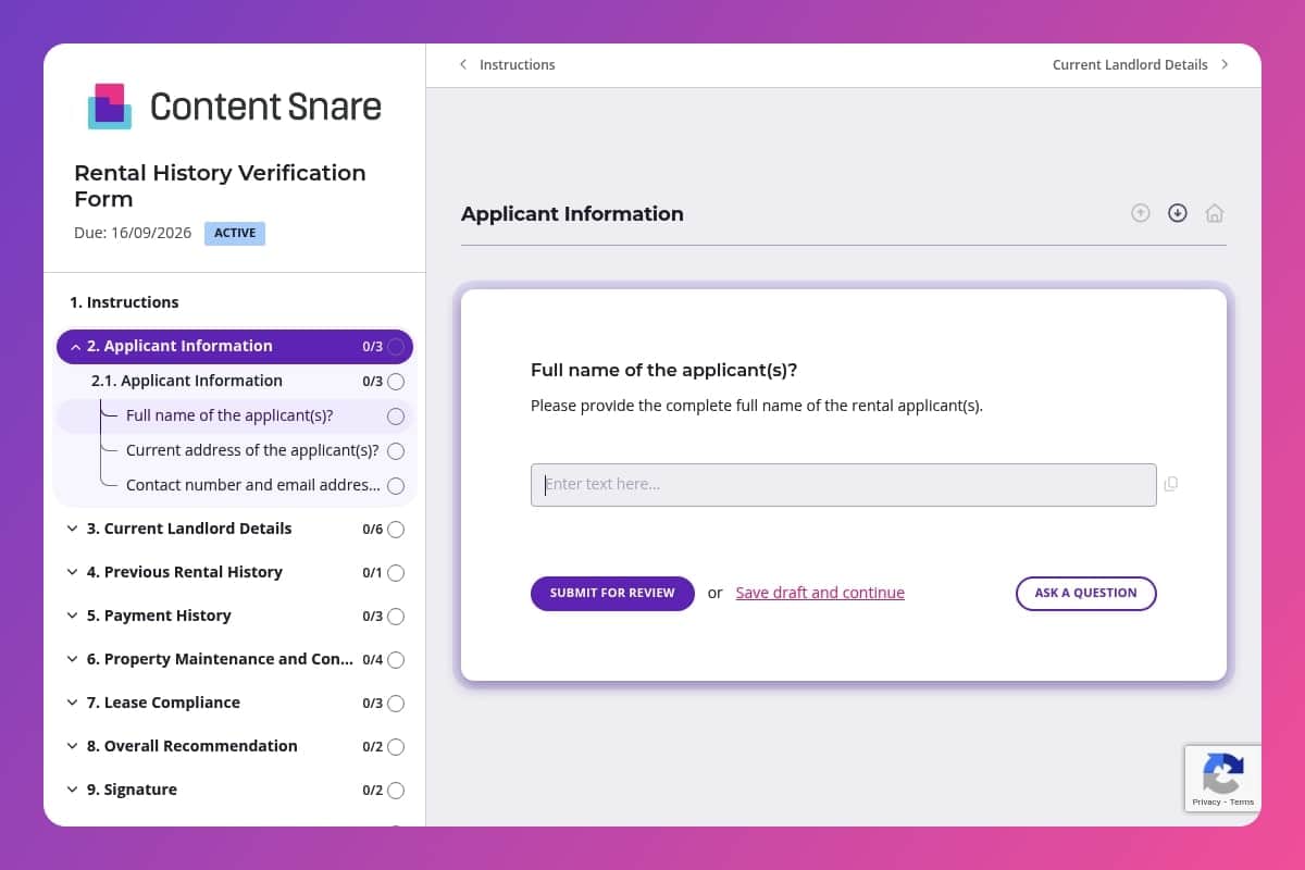 Rental history verification form template (29 questions) - Content Snare